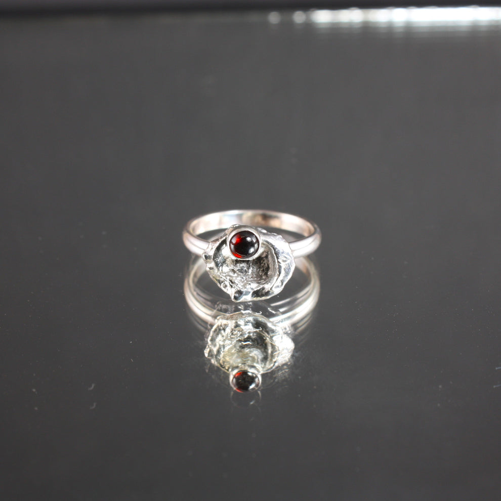 Water Cast Ring with Garnet – poonkinneyforge